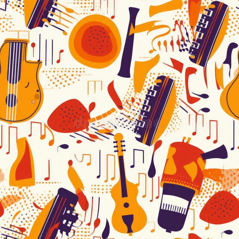 Jazz Seamless Pattern - Musical Instruments Creating a Background ...