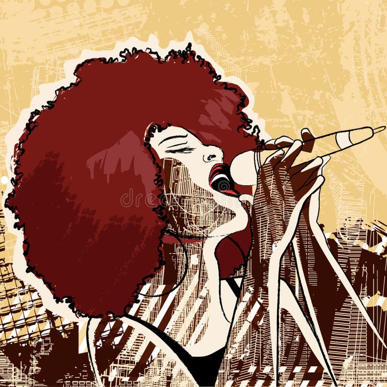Female Jazz Singer Grunge Stock Illustrations – 61 Female Jazz Singer ...