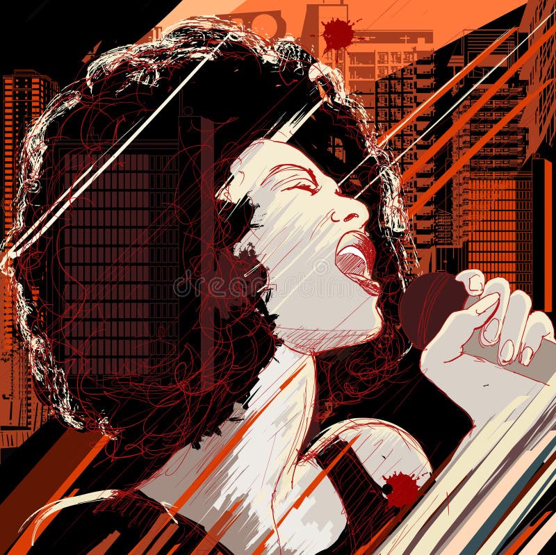 Jazz Singer and Double-bass Stock Vector - Illustration of popular ...