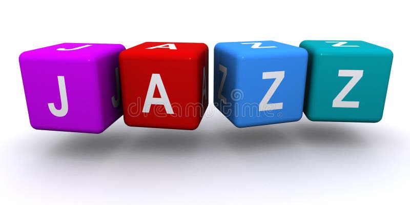 Jazz word block on white stock illustration. Illustration of drum ...