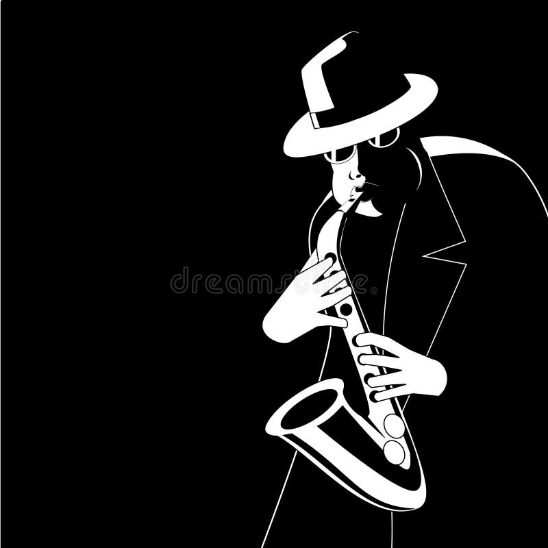 Jazzman in the dark stock vector. Illustration of improv - 40857817