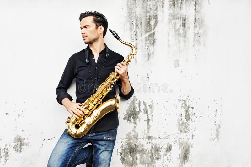 Jazzman Musical Artist Playing Saxophone Concept Stock Image - Image of ...