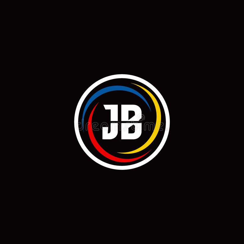 JB Monogram Logo Isolated on Circle Shape with 3 Slash Colors Rounded ...