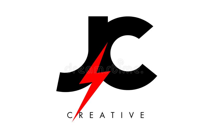 JC Letter Logo Design with Lighting Thunder Bolt. Electric Bolt Letter ...