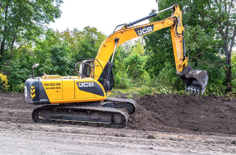 JCB Excavator Work at the Construction of Road Editorial Stock Image ...