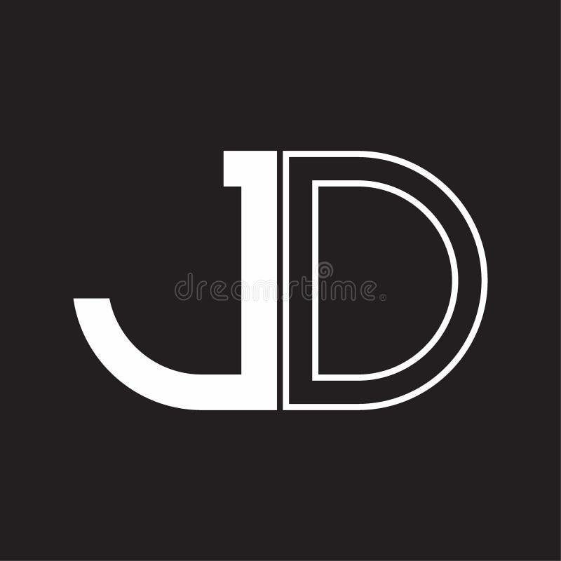 JD Letter Logo Monogram with Oval Shape Negative Space Design Template ...