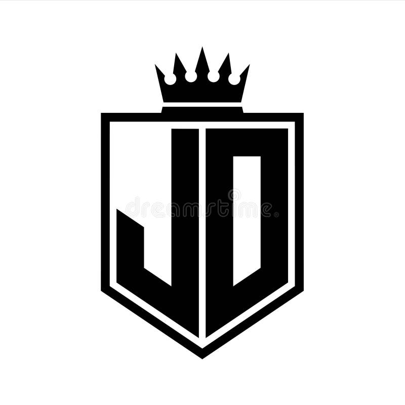 JD Logo Monogram Bold Shield Geometric Shape with Crown Outline Black ...