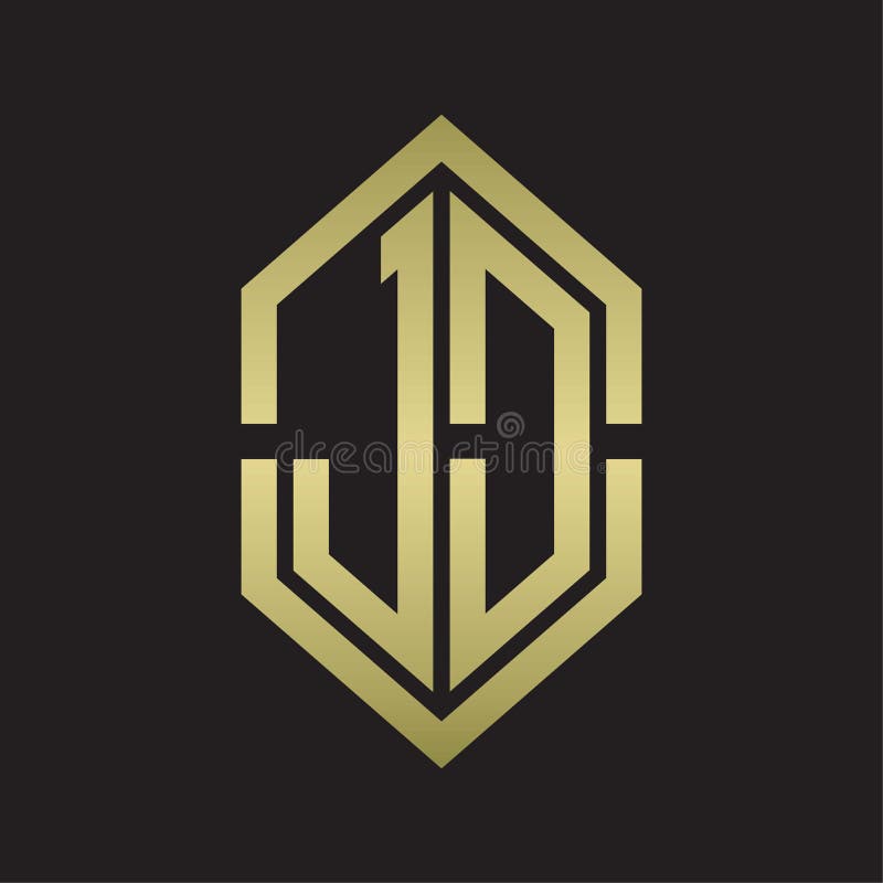 JD Logo Monogram with Hexagon Shape and Outline Slice Style with Gold ...