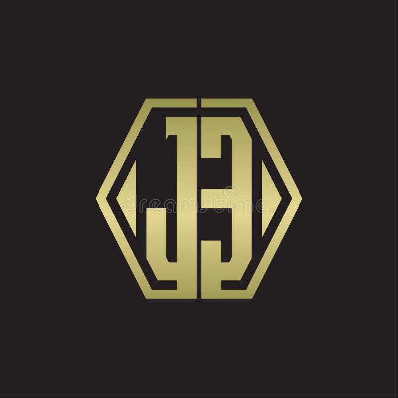 JE Logo Monogram with Hexagon Line Rounded Design Template with Gold ...