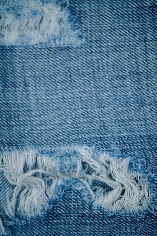 Blue Jean Texture With A Hole And Threads Stock Image - Image of ...