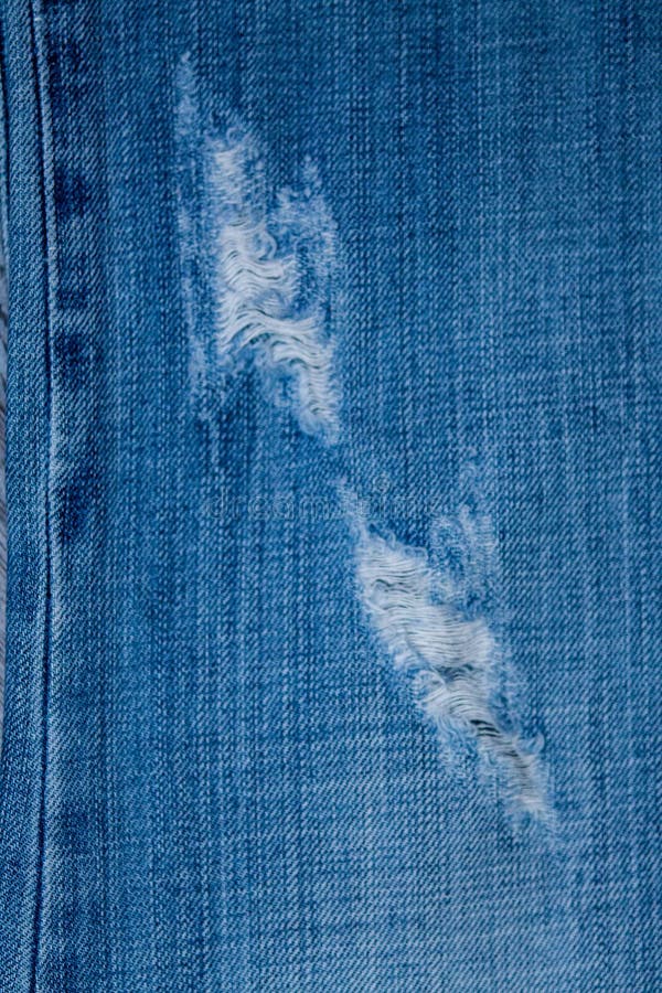 Blue Jean Texture With A Hole And Threads Stock Photo - Image of denim ...