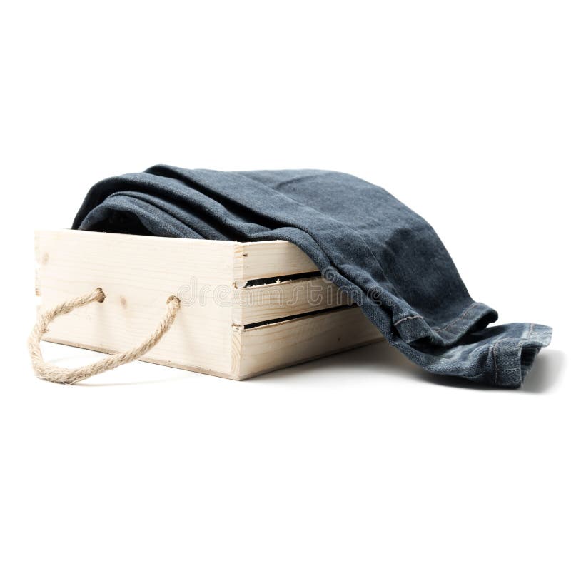 Jean in wood box stock photo. Image of material, comfortable - 56174980