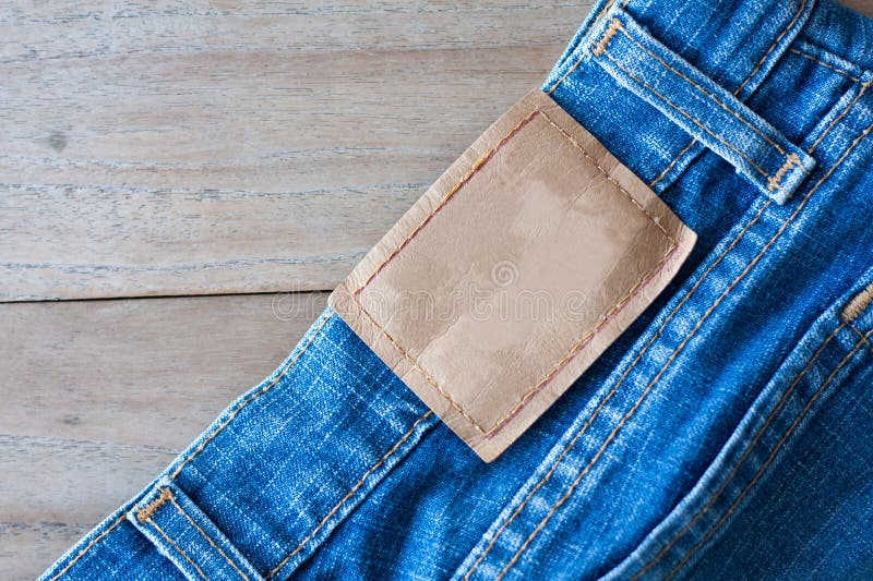 Jeans with Back Pocket and Brown Leather Tag Stock Photo - Image of ...