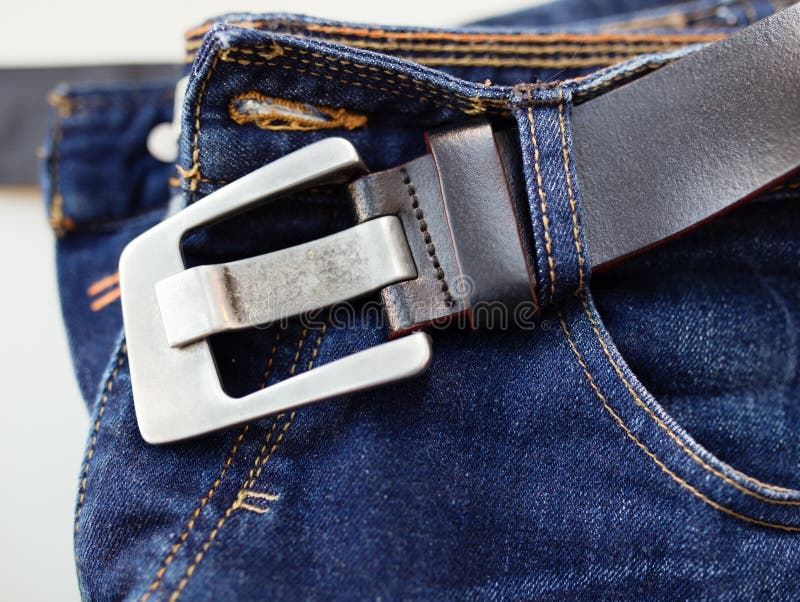 Jeans with belt stock image. Image of denim, leather - 49515843