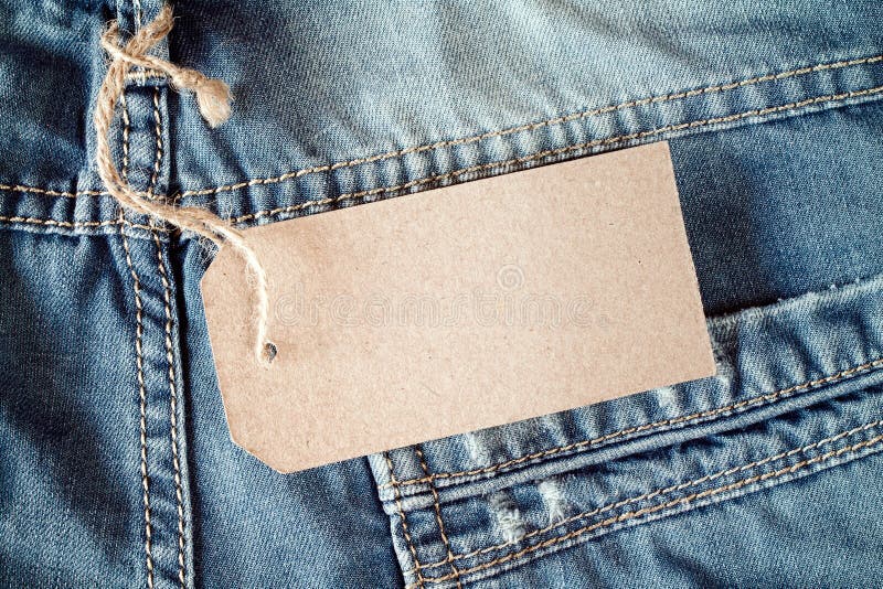 Jeans with blank tag stock photo. Image of empty, sell - 75584254