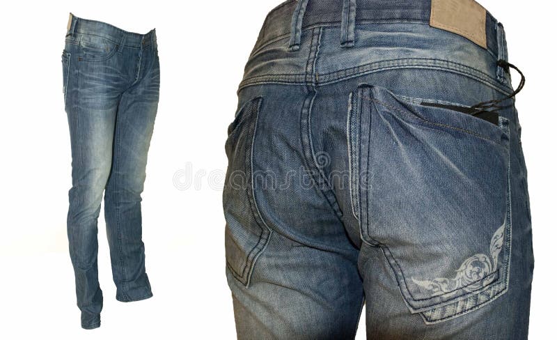 Jeans , Blue Jeans Back Side and White Background Stock Photo - Image ...