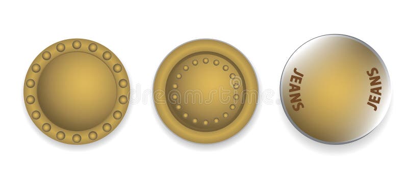 Metal Jeans Rivet, Sewing Button Accessories Isolated 3D Illustration ...