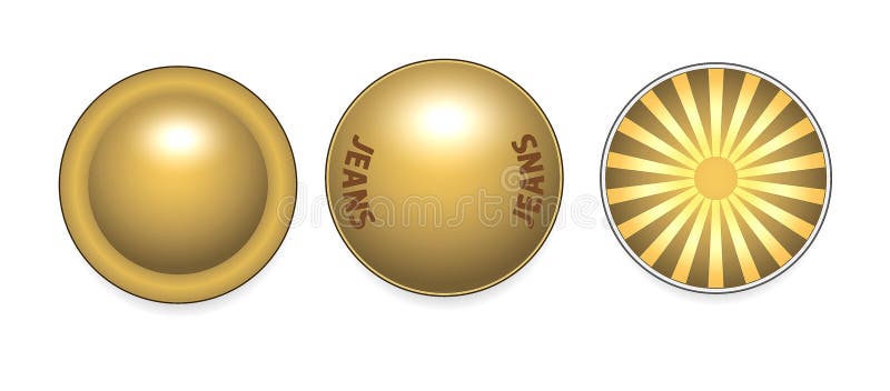 Metal Jeans Rivet, Sewing Button Accessories Isolated 3D Illustration ...