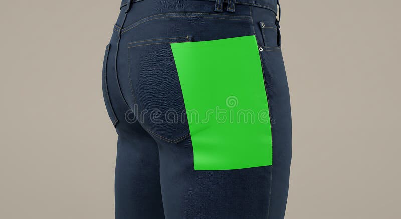 Jeans with Green Screen in Pocket for Mockup and Design Stock ...