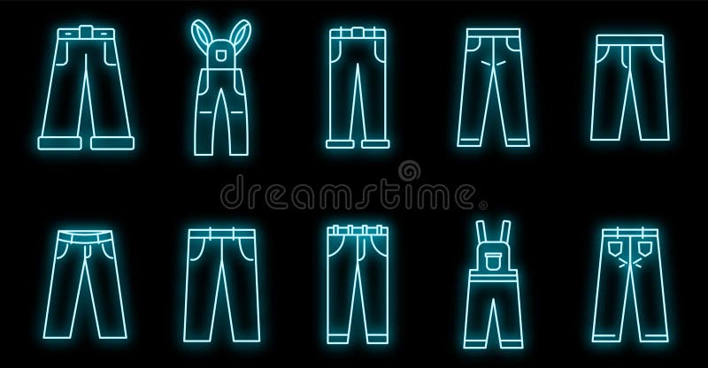 Jeans Icons Set Vector Neon Stock Illustration - Illustration of line ...