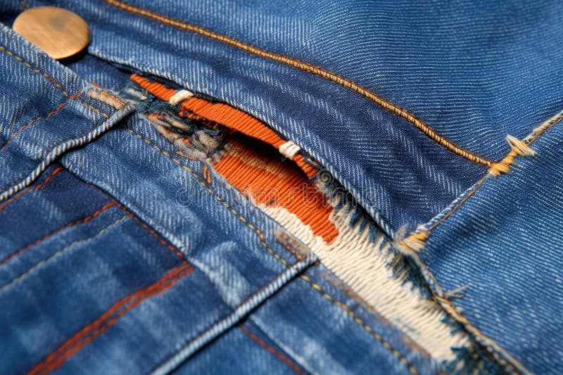 Jeans Inside Out Showing Inner Repair Stitches Stock Photo - Image of ...