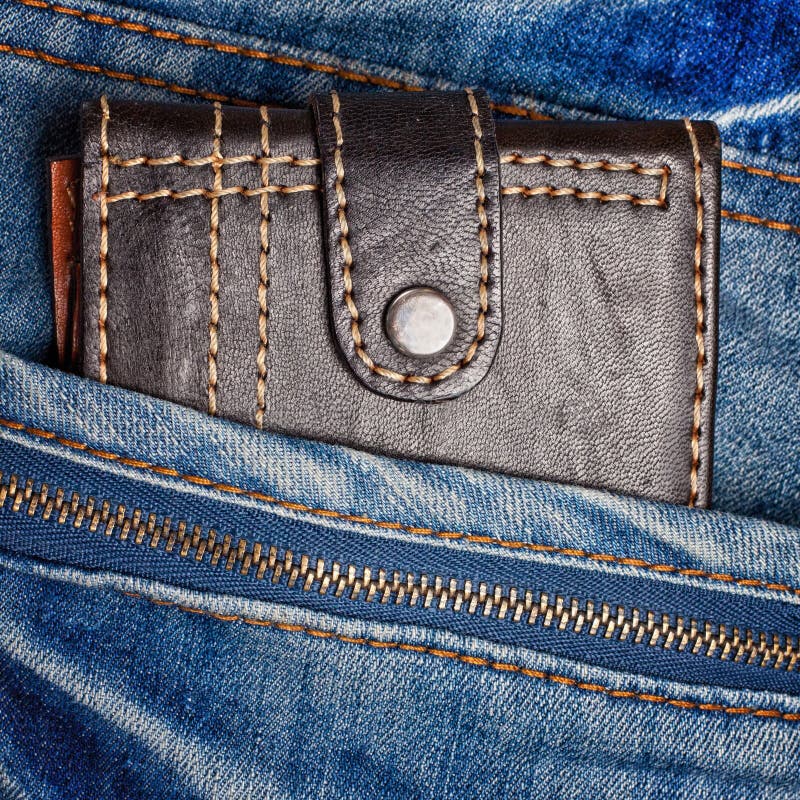 Jeans with a Leather Wallet on Its Pocket Stock Photo - Image of ...