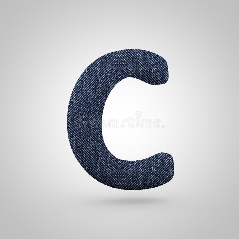 Jeans Letter C Uppercase with Blue Denim Texture Isolated on White ...