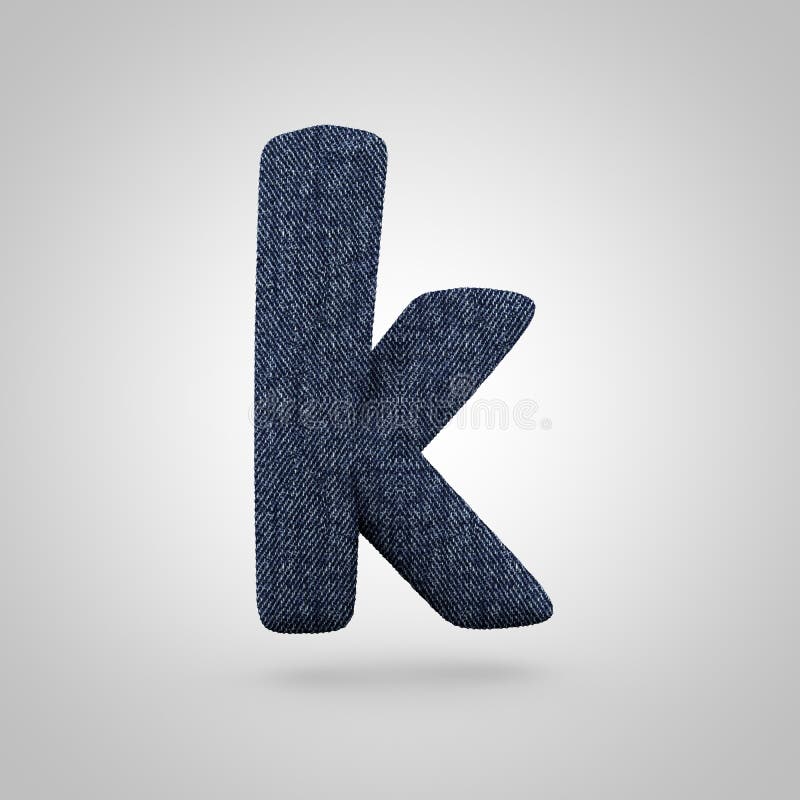 Jeans Letter K Lowercase with Blue Denim Texture Isolated on White ...