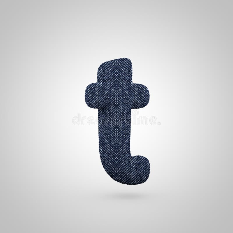 Jeans Letter T Lowercase with Blue Denim Texture Isolated on White ...