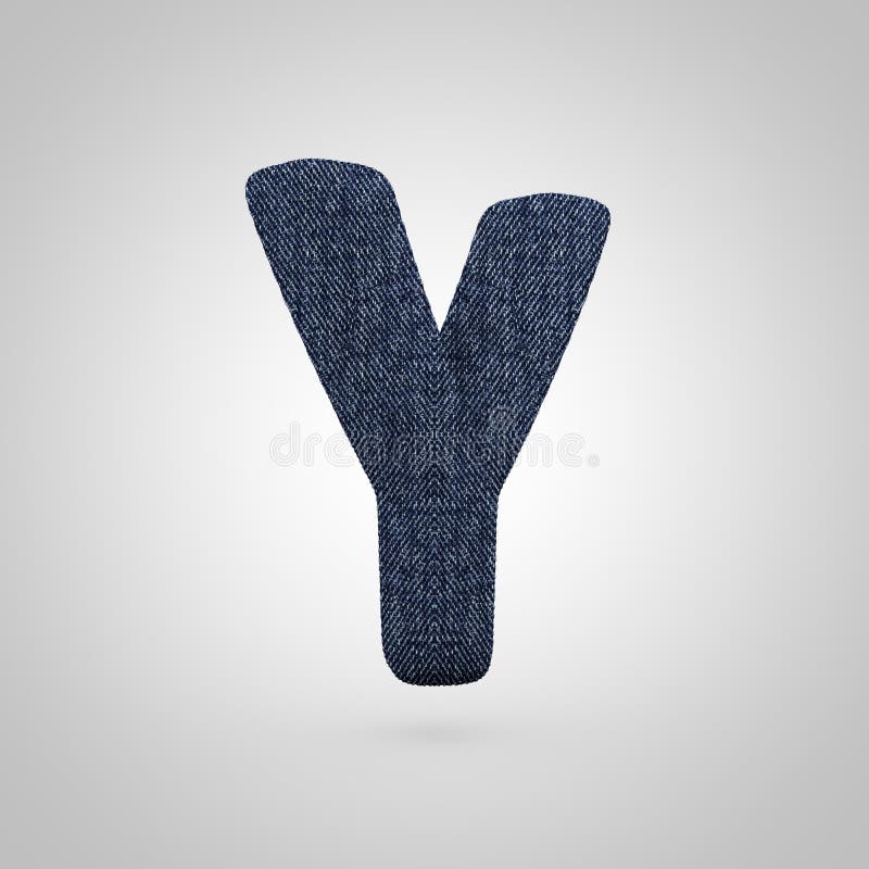 Jeans Letter Y Uppercase with Blue Denim Texture Isolated on White ...