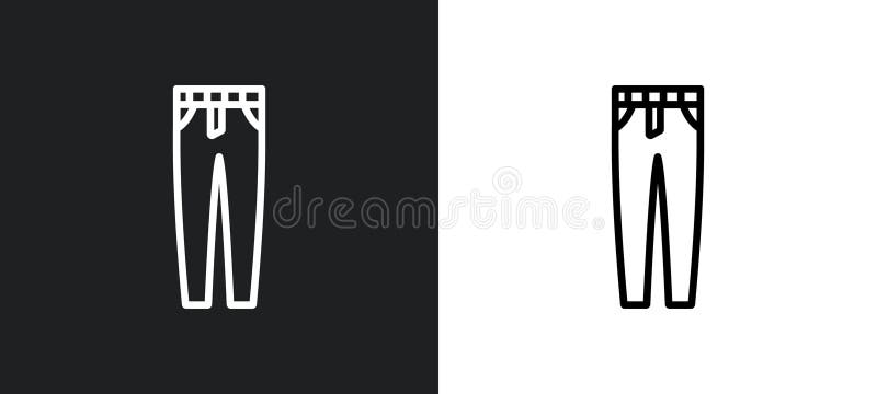Jeans Outline Icon in White and Black Colors. Jeans Flat Vector Icon ...