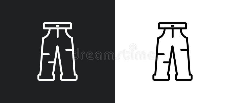Jeans Outline Icon in White and Black Colors. Jeans Flat Vector Icon ...
