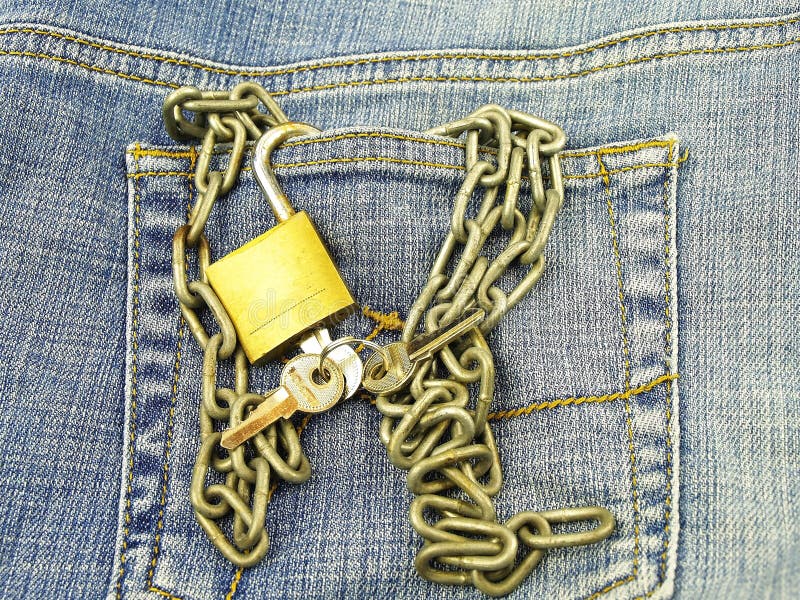 Jeans pocket and padlock stock photo. Image of abstract - 29776414