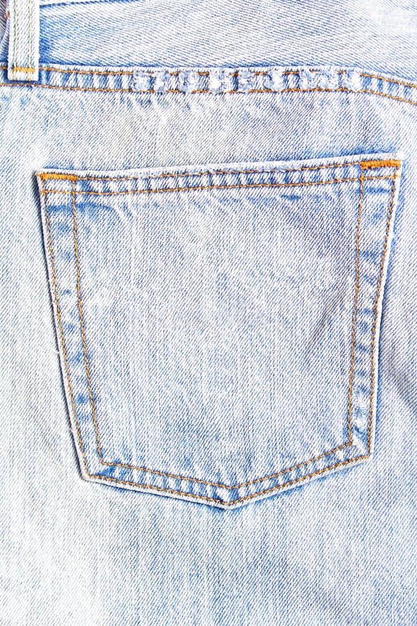 Jeans Pocket Texture Closeup. Blue Denim with Yellow Stitching Stock ...