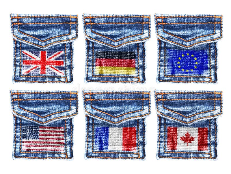 Jeans Pockets with the Flags of England,Germany,Europe,America,Canada ...