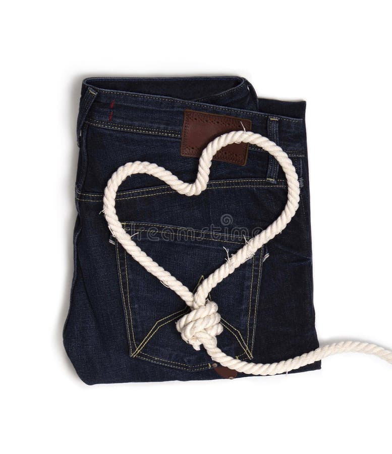 Jeans with a Rope from the Heart Stock Image - Image of original ...