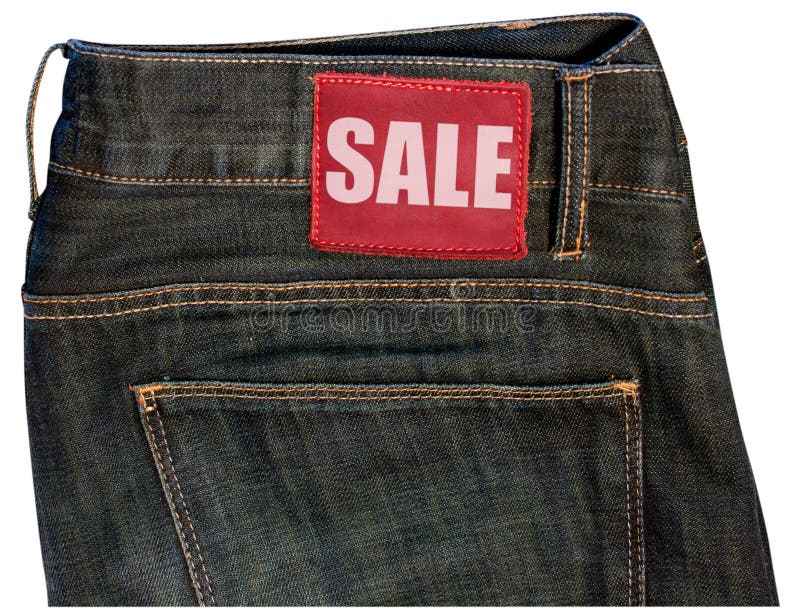 Jeans with Sale Tag stock photo. Image of paper, attached - 23298582