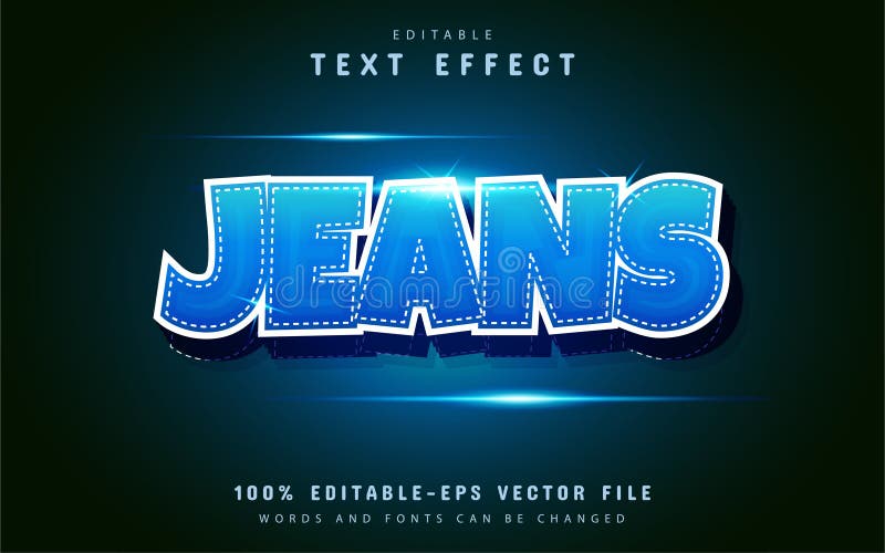 Jeans text effect 3d stock vector. Illustration of element - 255846800
