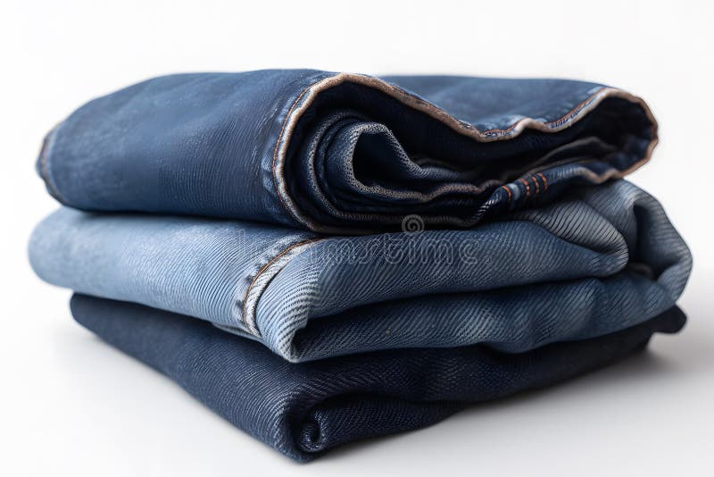 Jeans Trousers Stack on White Background. Neural Network AI Generated ...