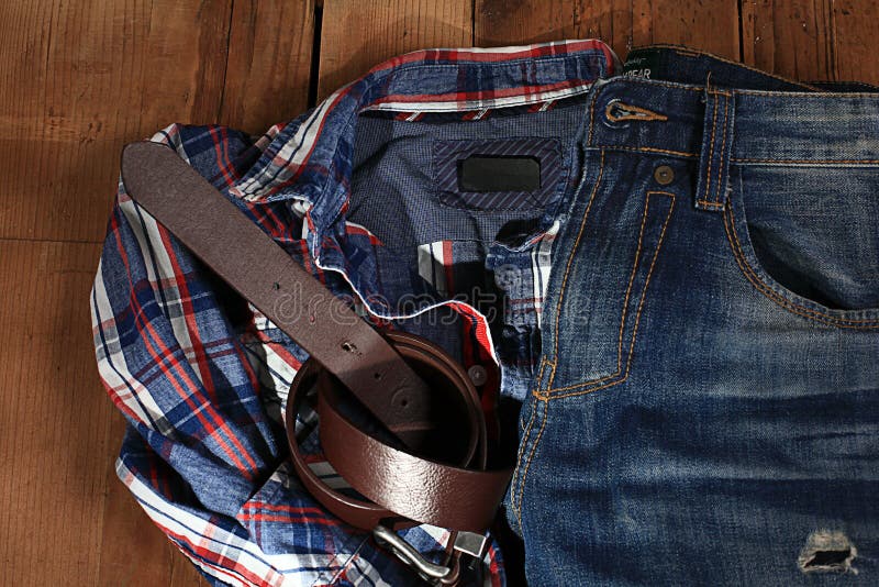 Jeanswear Rustic Style Blue Clothes Stock Photo - Image of denim ...