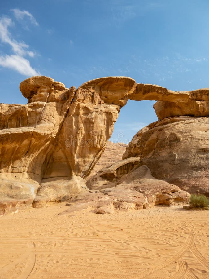 Jebel Burdah Rock Bridge in Wadi Rum Stock Photo - Image of landmark ...