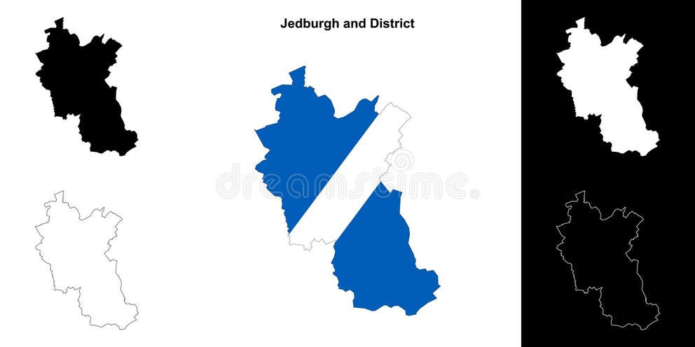 Jedburgh and District Outline Map Stock Vector - Illustration of area ...