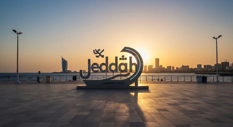 Jeddah Corniche "Jeddah" Model in English Language Stock Illustration ...