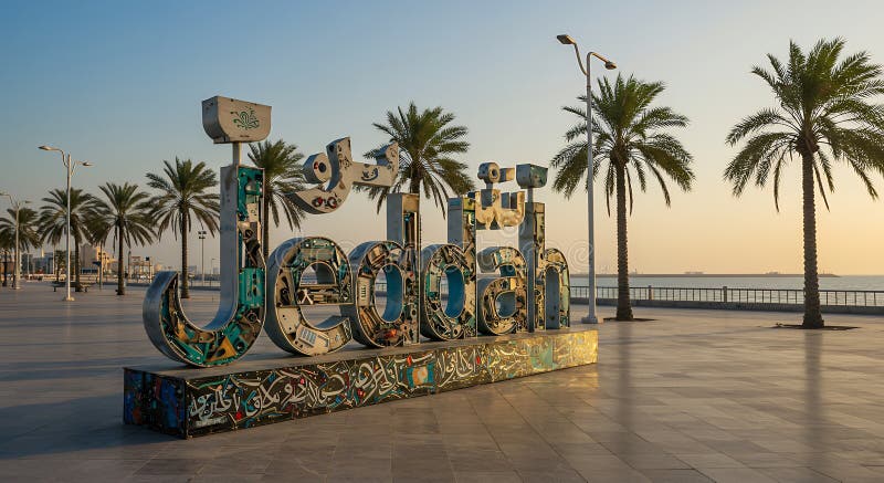 Jeddah Corniche "Jeddah" Model in English Language Stock Illustration ...