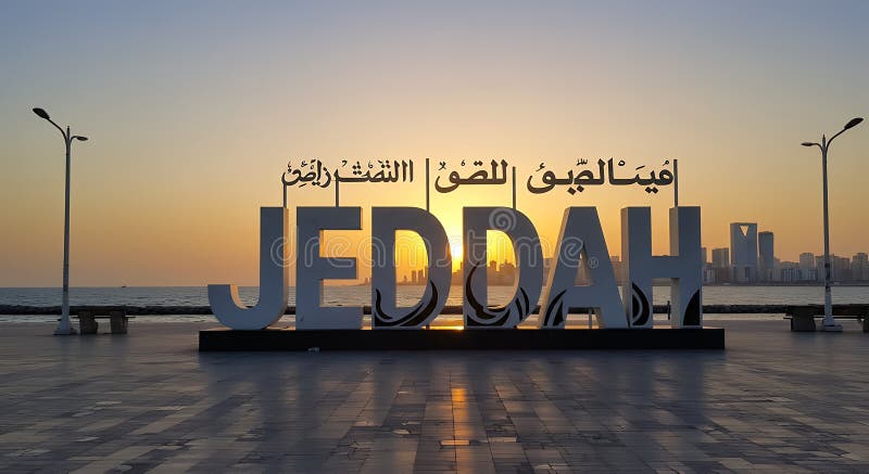 Jeddah Corniche "Jeddah" Model in English Language Stock Illustration ...