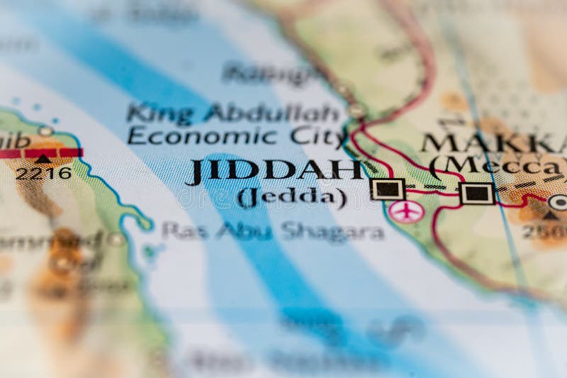 Jeddah, Saudi Arabia Highlighted on a World Map Stock Image - Image of ...