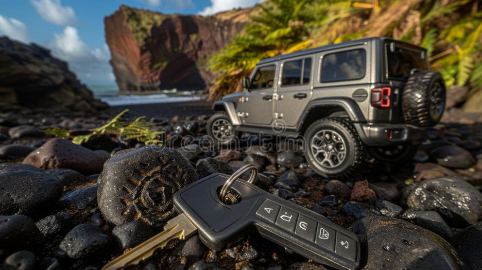 A Jeep on the Beach with Keys Stock Photo - Image of extreme, offroad ...