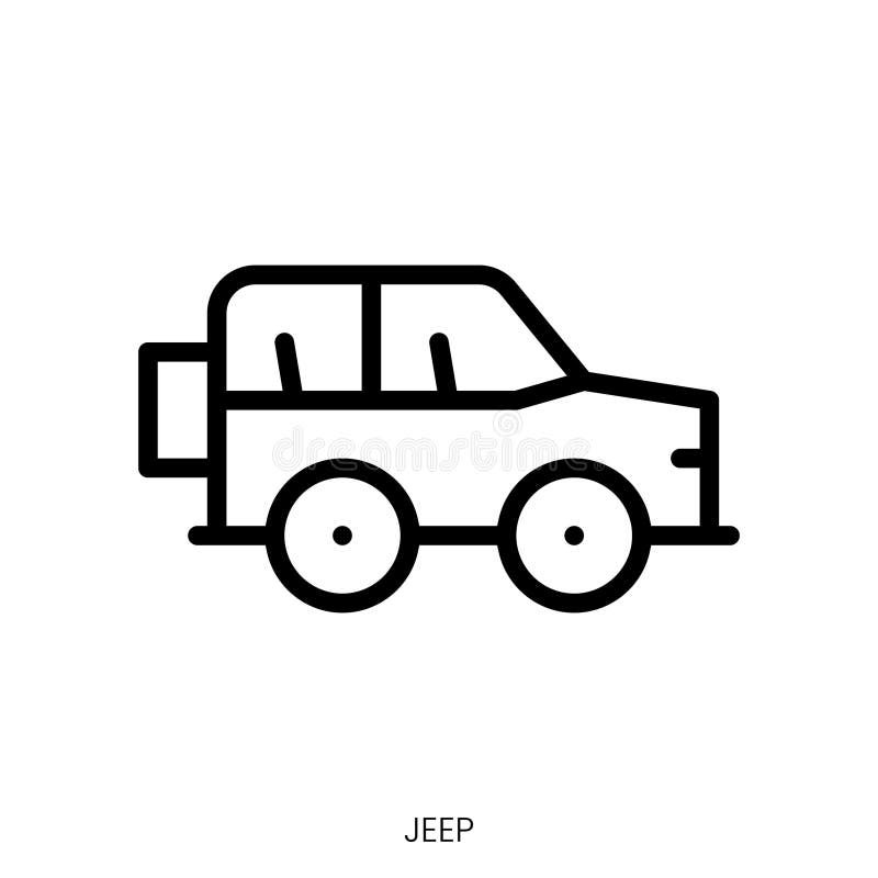 Jeep Icon. Line Art Style Design Isolated on White Background Stock ...