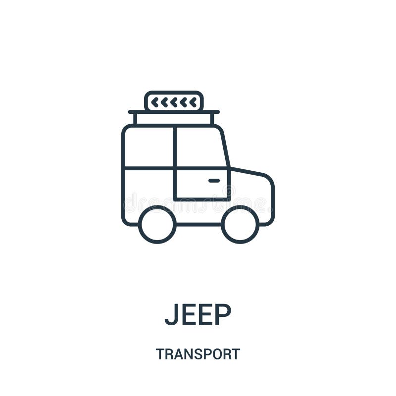Jeep Icon Vector from Transport Collection. Thin Line Jeep Outline Icon ...