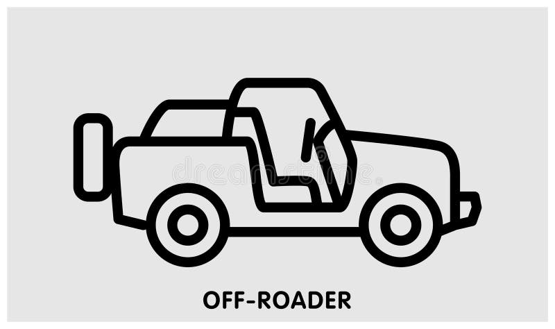 Jeep Off Roader Vehicle Car Line Icon Stock Illustration - Illustration ...